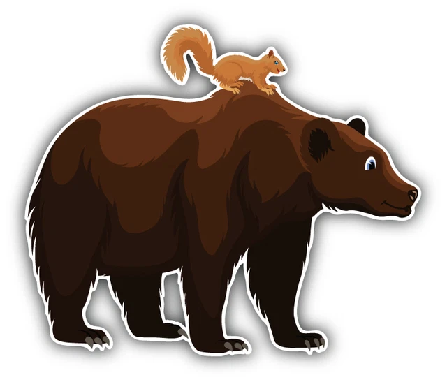 DOPASTICKER Grizzly Bear And Squirrel Sticker Decal Phone Decal Water ...