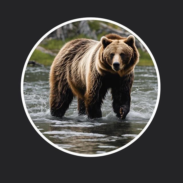 DOPASTICKER Grizzly Bear In Water Sticker Phone Decal Water Bottle ...
