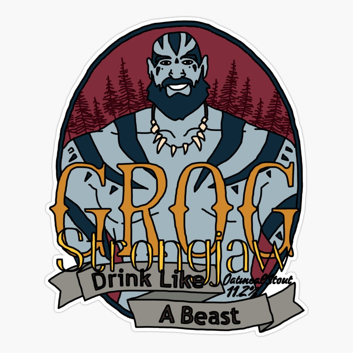 DOPASTICKER Grog Strong Jaw, Drink Like A Beast Sticker, Phone Sticker ...