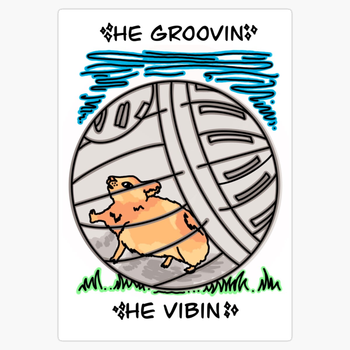 DOPASTICKER Groovin And Vibin Hamster Sticker, Phone Sticker Car ...