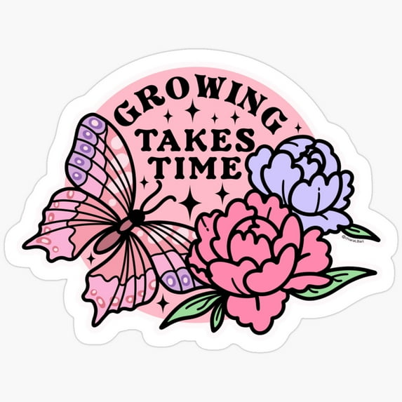 DOPASTICKER Growing Takes Time Sticker Waterproof Sticker For Water Bottles, Laptops, Notebooks ...
