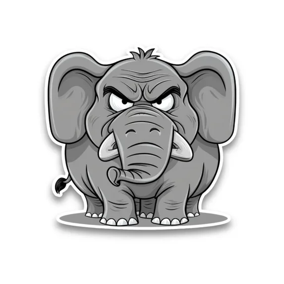 DOPASTICKER Grumpy Animal Cartoon Elephant Sticker Car Window Scrapbook ...