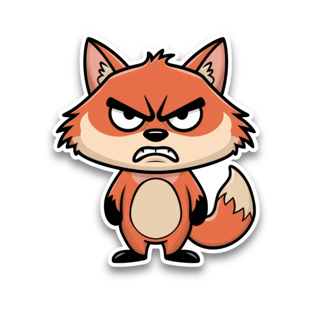 DOPASTICKER Grumpy Animal Cartoon Fox Sticker Car Window Scrapbook ...
