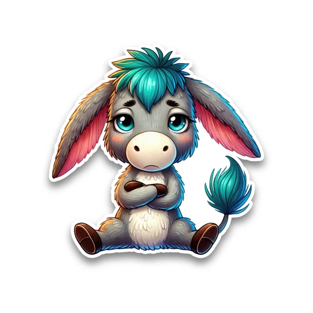 DOPASTICKER Grumpy Animal Cute Donkey Sticker Car Window Scrapbook ...
