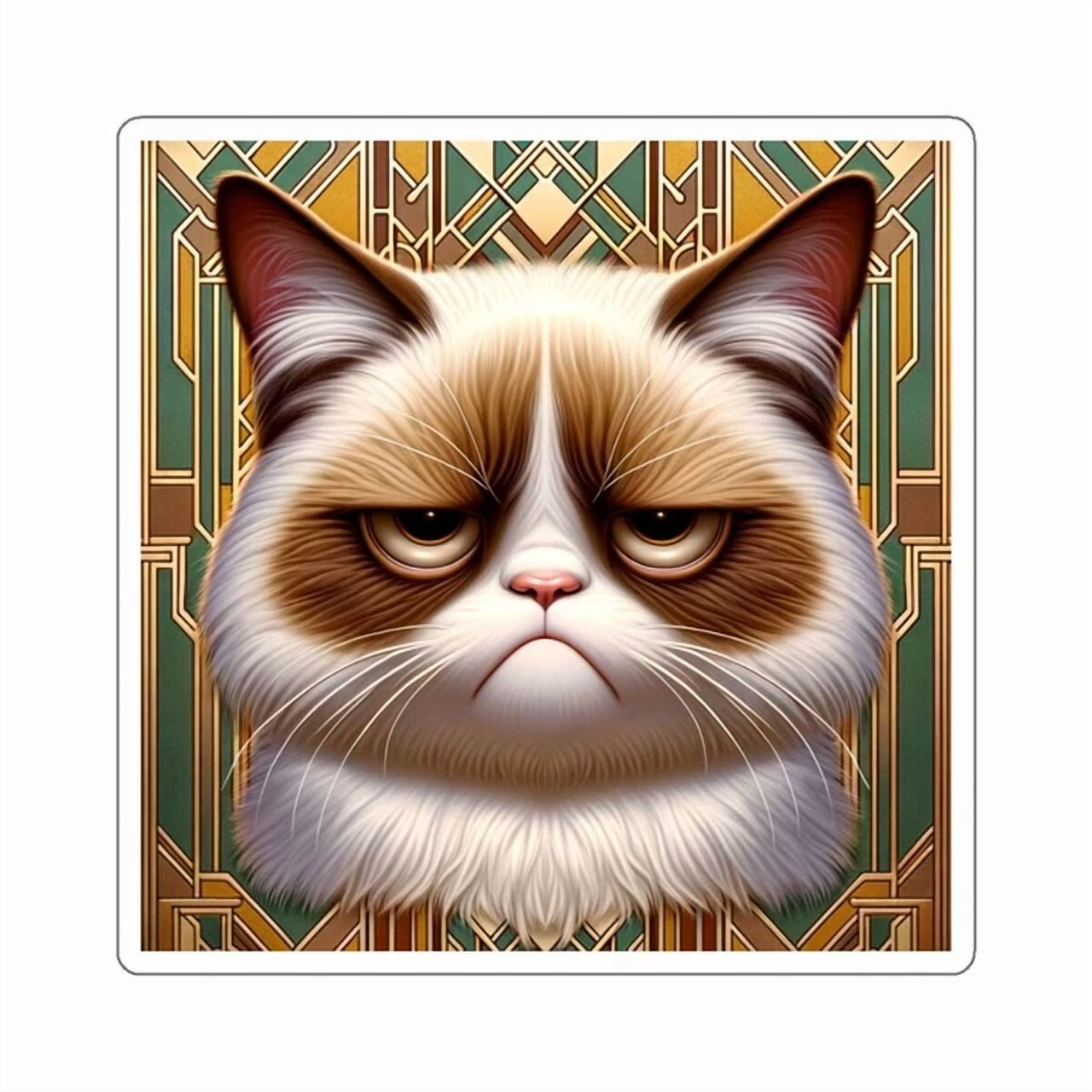 DOPASTICKER Grumpy Cat Art Deco Background Design Quirky- Design ...