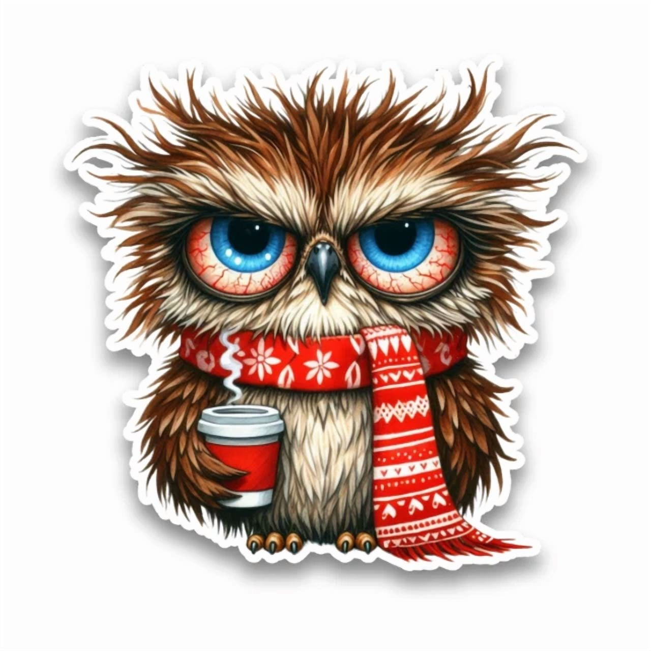 DOPASTICKER Grumpy Tired Owl Bird Animal Sticker Car Scrapbook Phone ...