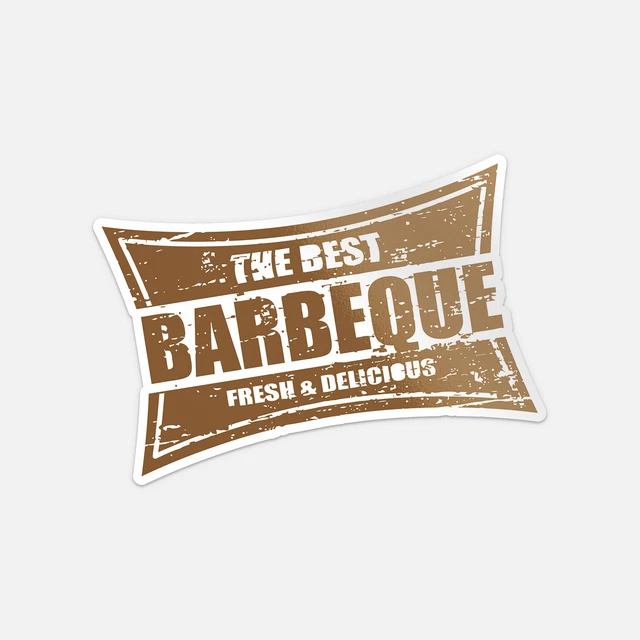 DOPASTICKER Grunge Barbeque Fresh & Delicious Badge Sticker Phone Decal ...