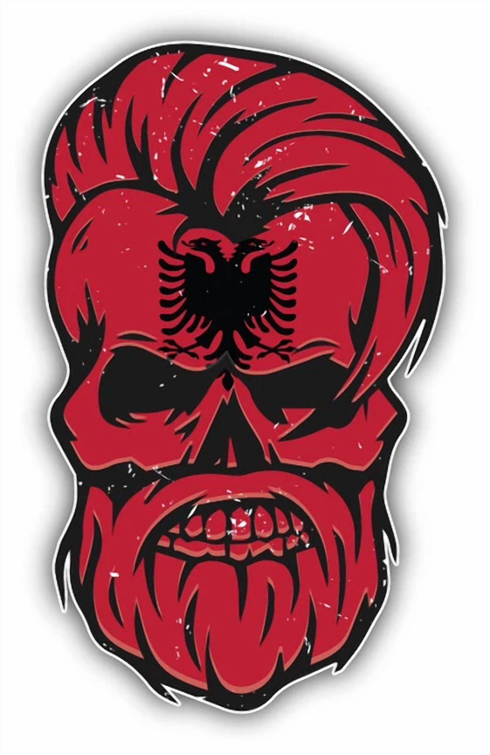 DOPASTICKER Grunge Beard Skull Albania Flag Sticker Decal Phone Decal ...