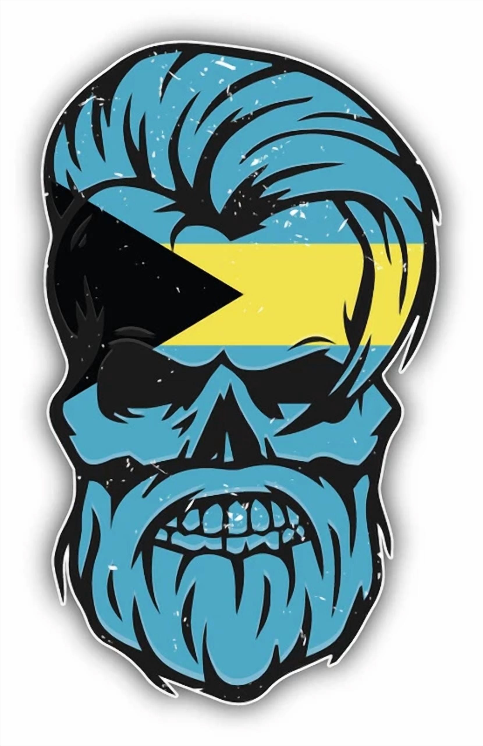 DOPASTICKER Grunge Beard Skull Bahamas Flag Sticker Decal Phone Decal ...