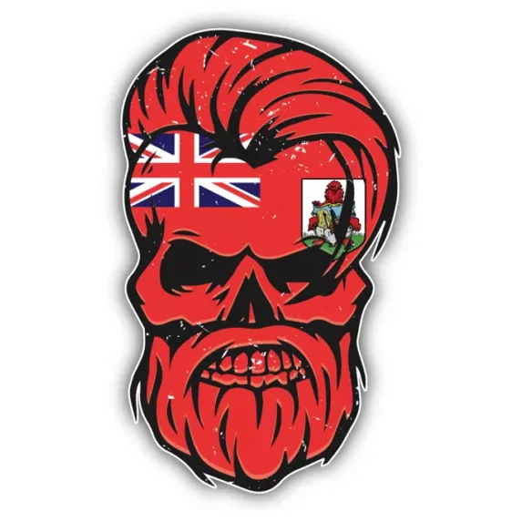 DOPASTICKER Grunge Beard Skull Bermuda Flag Sticker Decal Phone Decal ...
