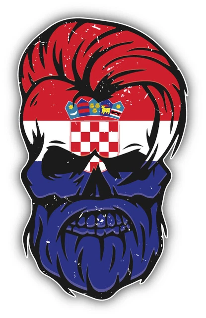 DOPASTICKER Grunge Beard Skull Croatia Flag Sticker Decal Phone Decal ...