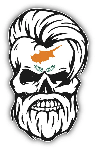DOPASTICKER Grunge Beard Skull Cyprus Flag Sticker Decal Phone Decal ...