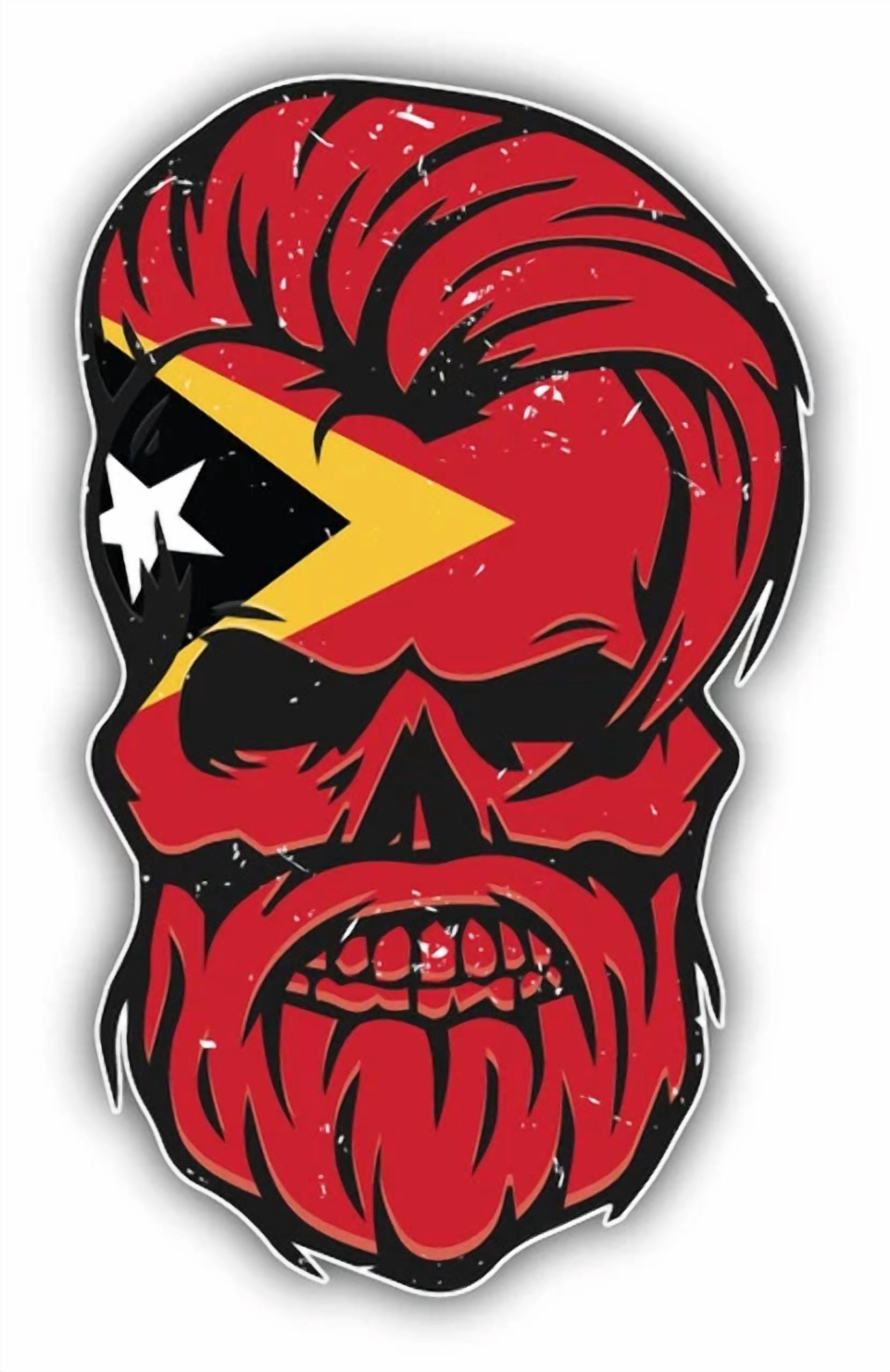DOPASTICKER Grunge Beard Skull East Timor Flag Sticker Decal Phone ...