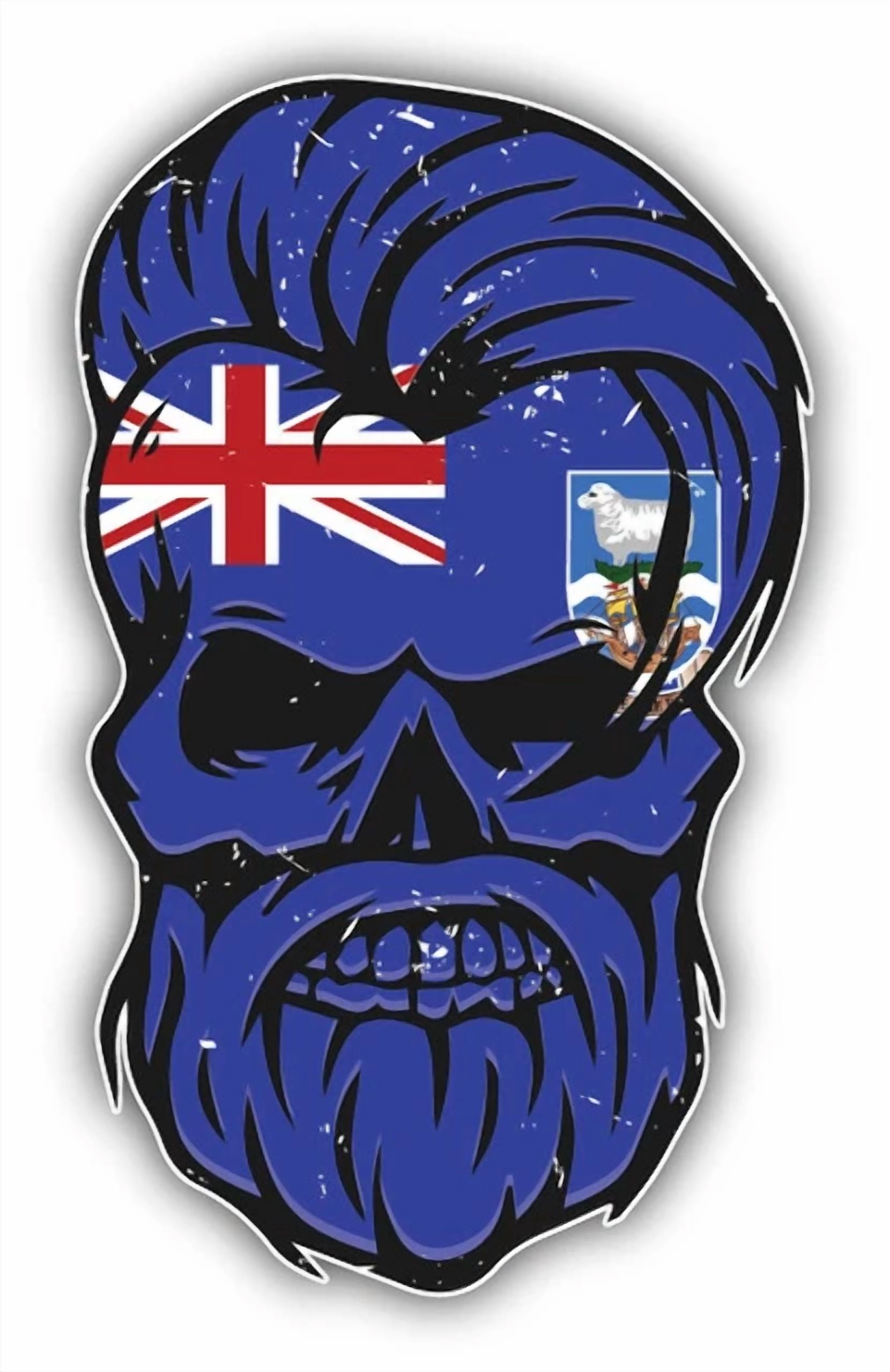 DOPASTICKER Grunge Beard Skull Falkland Islands Flag Sticker Decal ...