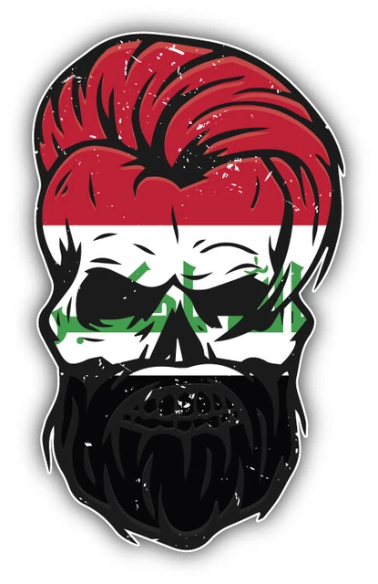 DOPASTICKER Grunge Beard Skull Iraq Flag Sticker Decal Phone Decal ...