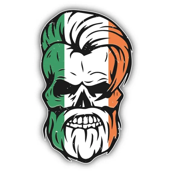 DOPASTICKER Grunge Beard Skull Ireland Flag Sticker Decal Phone Decal ...