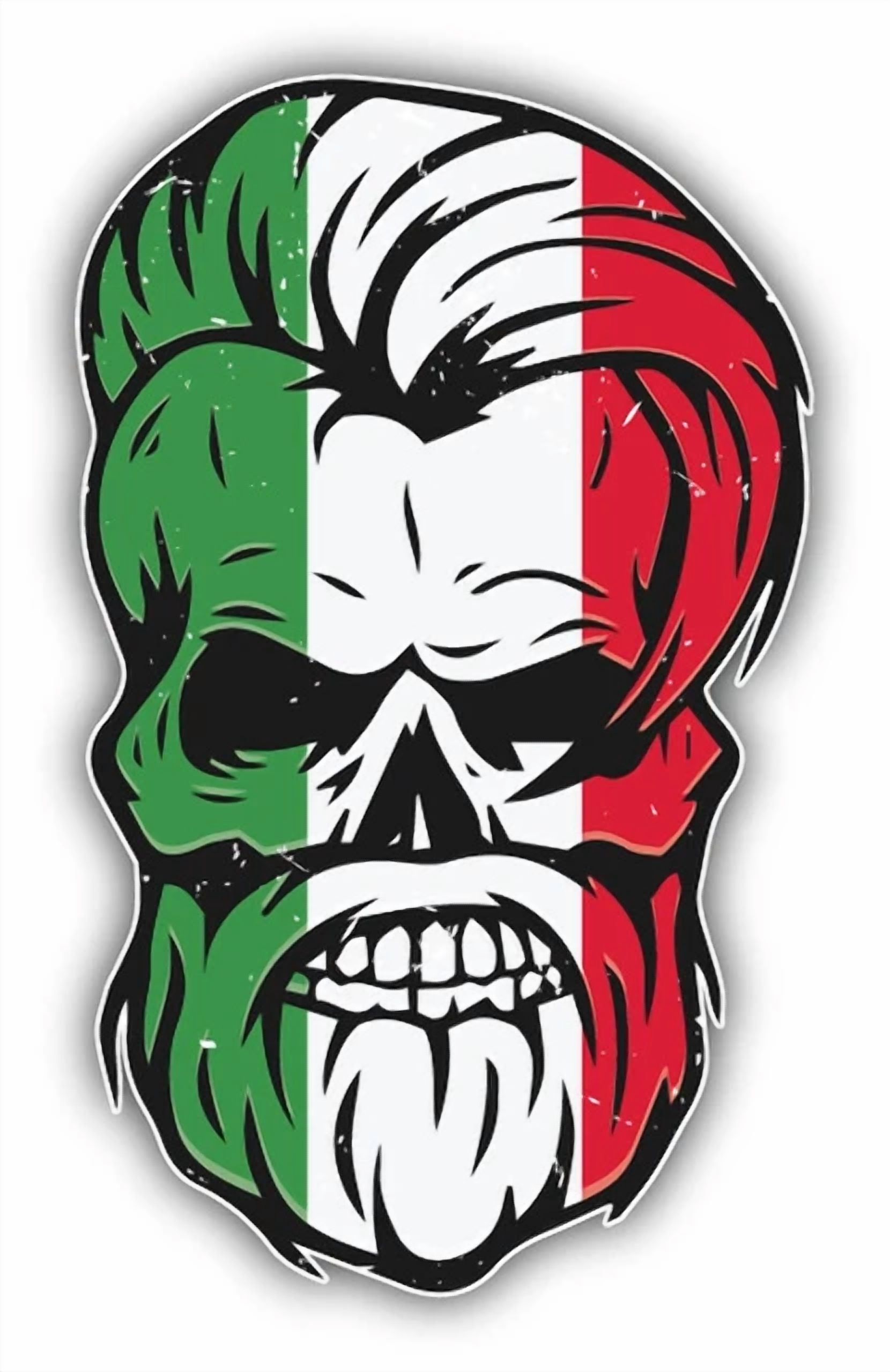 DOPASTICKER Grunge Beard Skull Italy Flag Sticker Decal Phone Decal ...