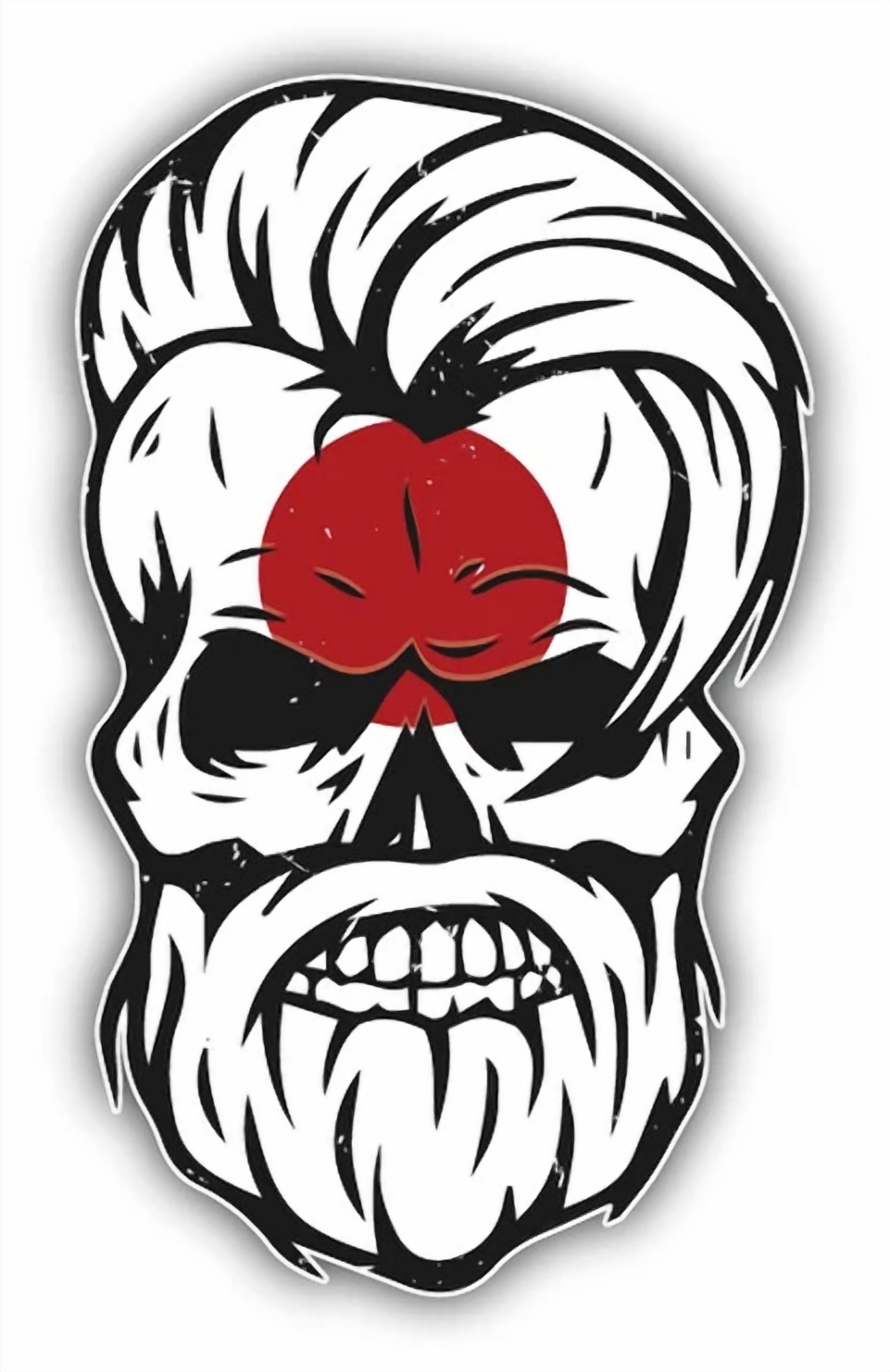 DOPASTICKER Grunge Beard Skull Japan Flag Sticker Decal Phone Decal ...