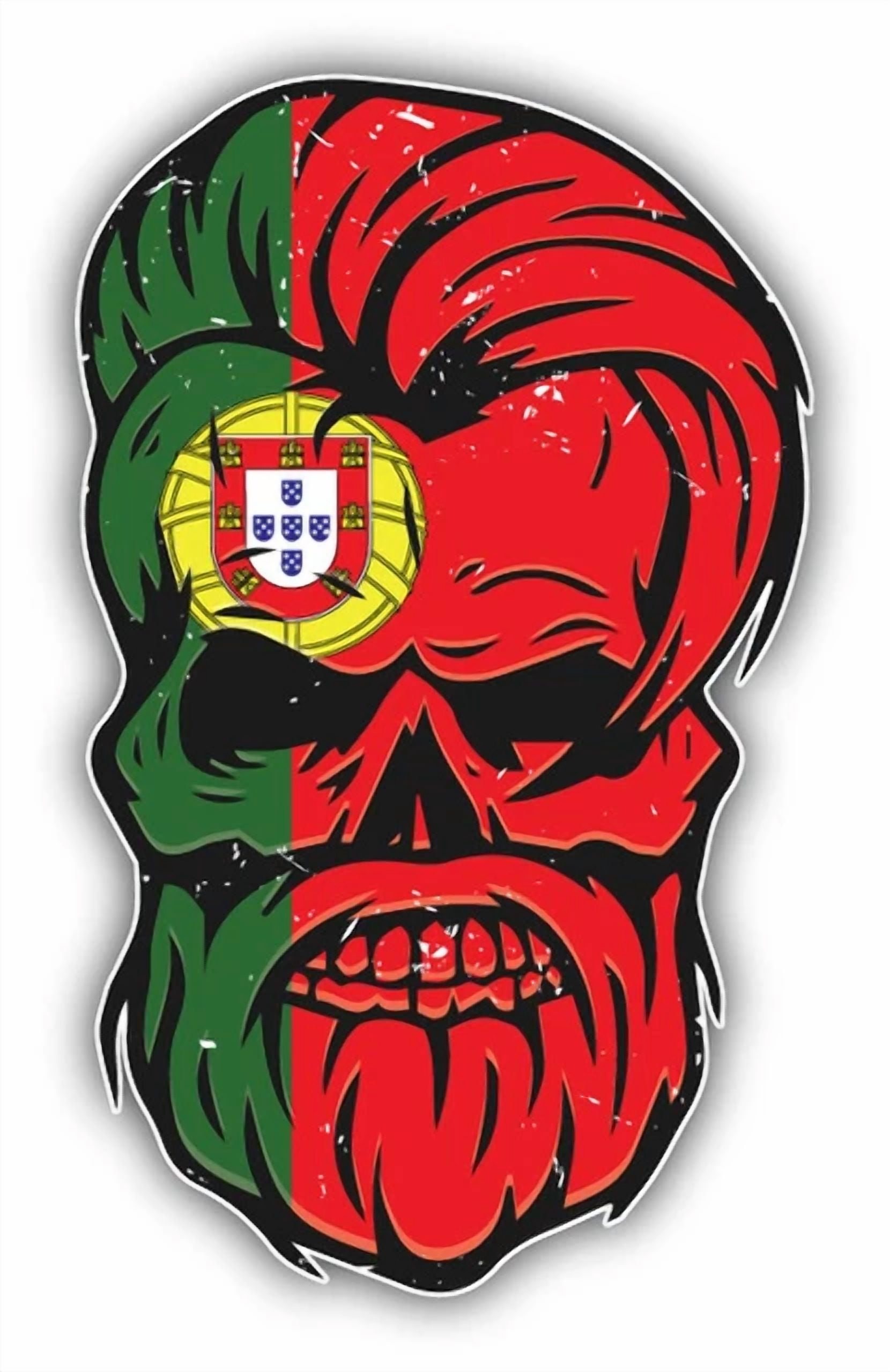 DOPASTICKER Grunge Beard Skull Portugal Flag Sticker Decal Phone Decal ...