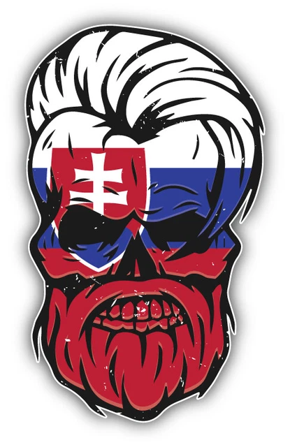 DOPASTICKER Grunge Beard Skull Slovakia Flag Sticker Decal Phone Decal Water Bottle Stickers ...