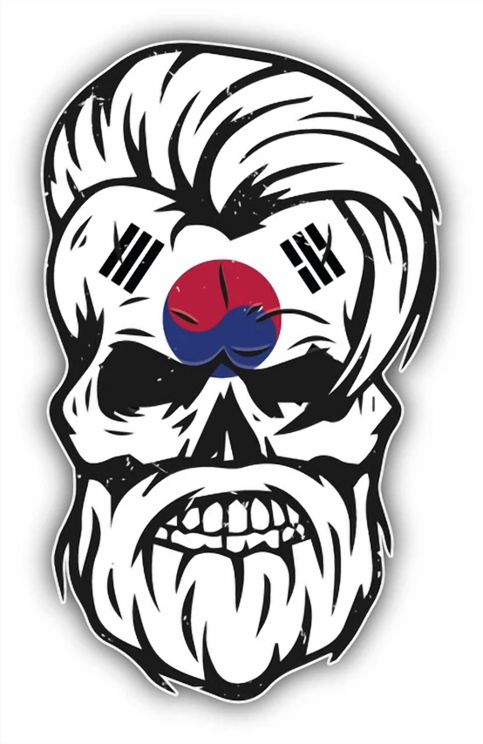 DOPASTICKER Grunge Beard Skull South Korea Flag Sticker Decal Phone ...