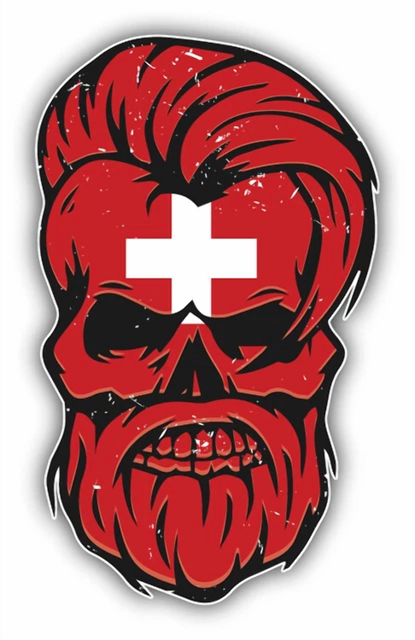 DOPASTICKER Grunge Beard Skull Switzerland Flag Sticker Decal Phone ...