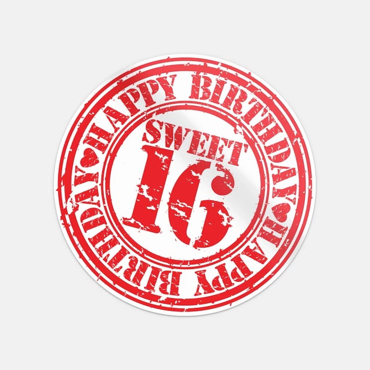 DOPASTICKER Grunge Happy Birthday Sweet Sixteen 16 Sticker Decal Phone ...