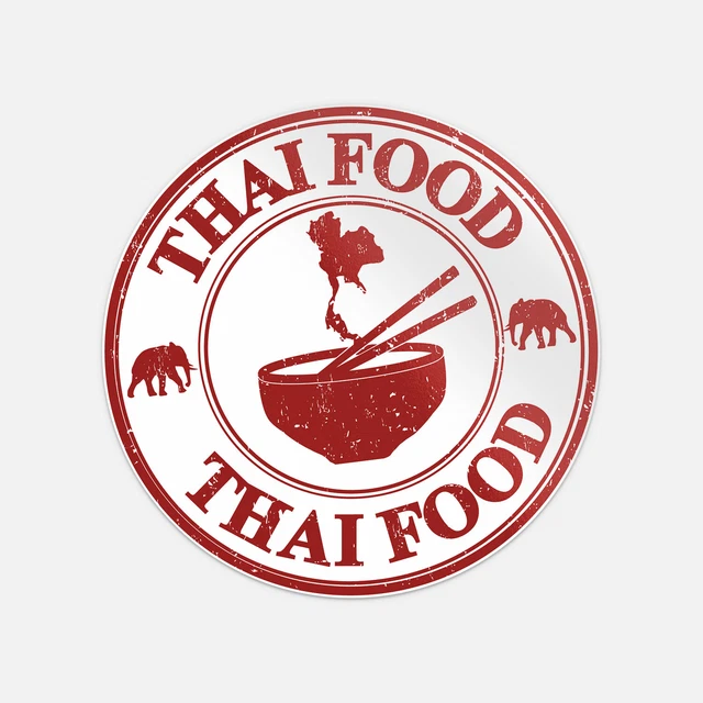 DOPASTICKER Grunge Rubbuer Thai Food Sticker Phone Decal Water Bottle ...