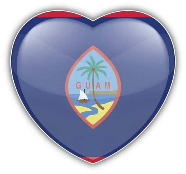 DOPASTICKER Guam Heart Flag Sticker Decal Phone Decal Water Bottle ...