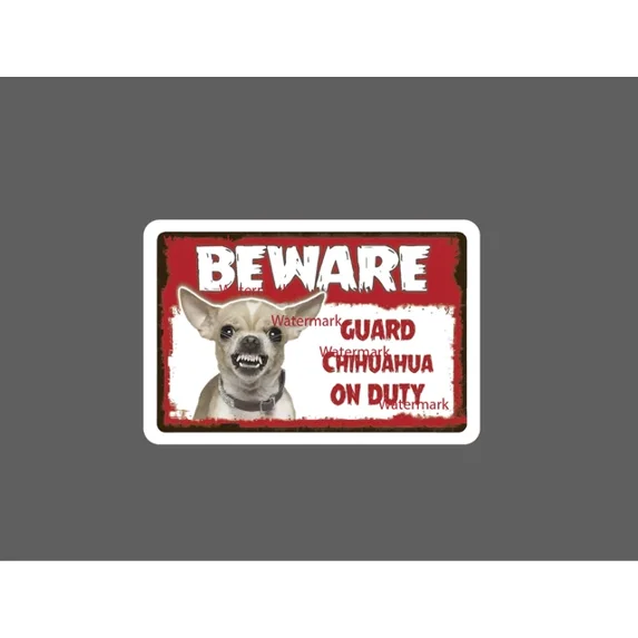 DOPASTICKER Guard Chihuahua Sticker Beware Warning Sticker Phone ...