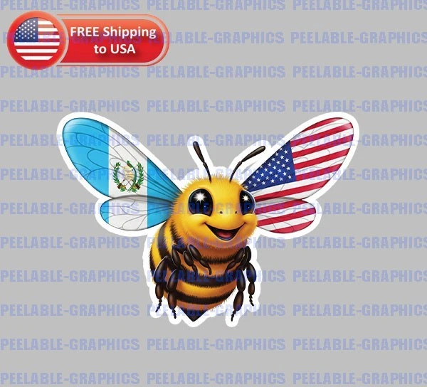 DOPASTICKER Guatemala American Flag Bumble Bee Sticker Guatemalan ...