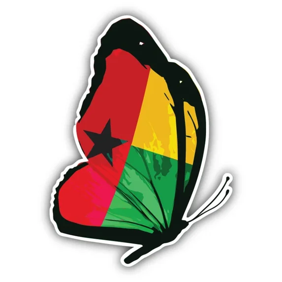 DOPASTICKER Guinea Bissau Flag Butterfly Sticker Decal Phone Decal ...
