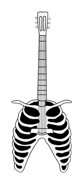 DOPASTICKER Guitar Bones Sticker Rib Skeleton Goth Punk Rock Death ...