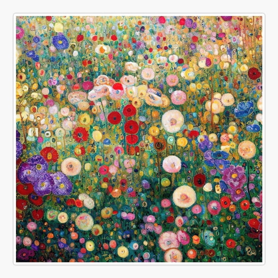 DOPASTICKER Gustav Klimt Flower Garden Sticker, Phone Sticker Car ...