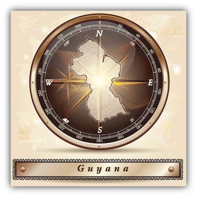 DOPASTICKER Guyana Compass Map Sticker Decal Phone Decal Water Bottle ...