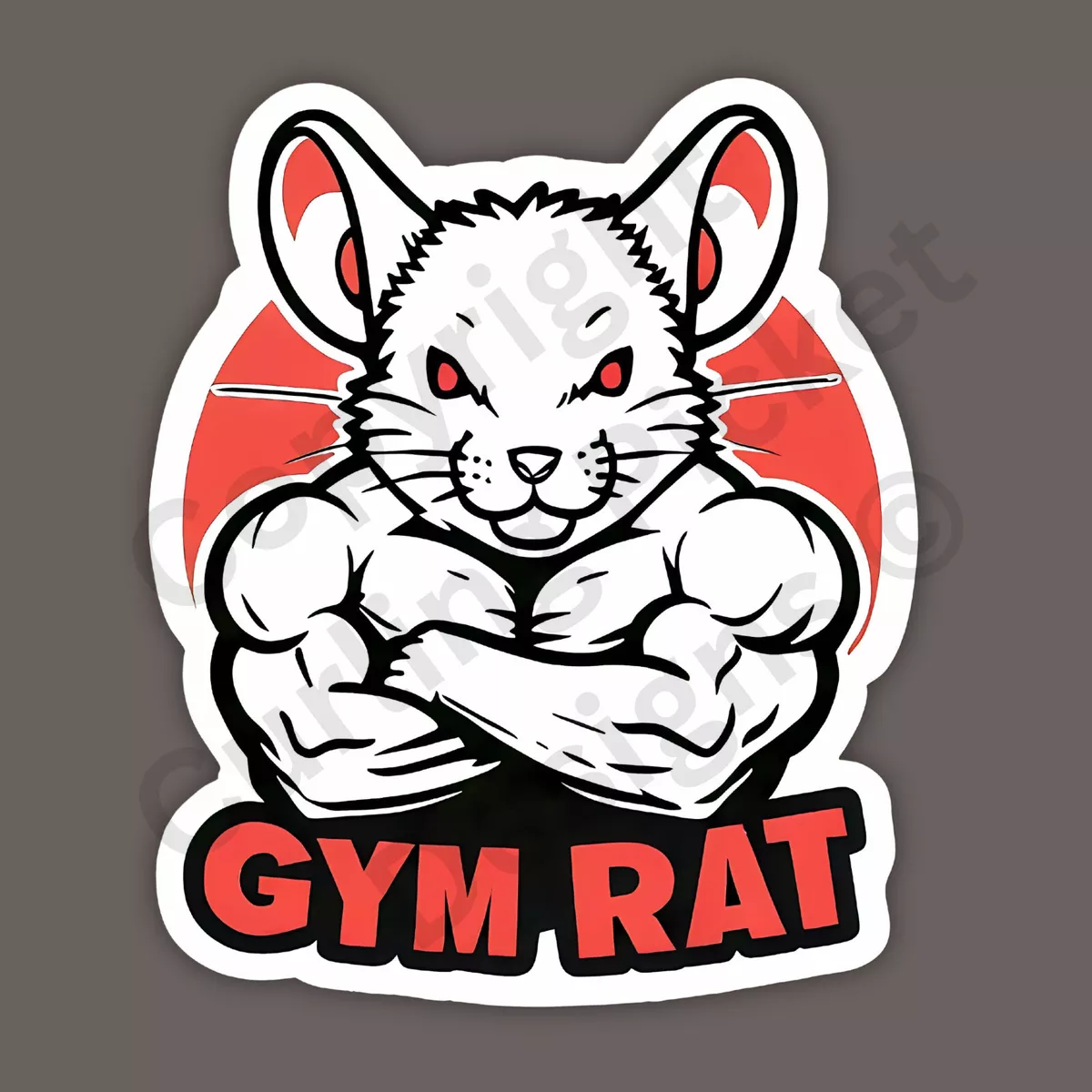 DOPASTICKER Gym Rat Fitness Workout Bodybuilding Muscles Power Flexing ...