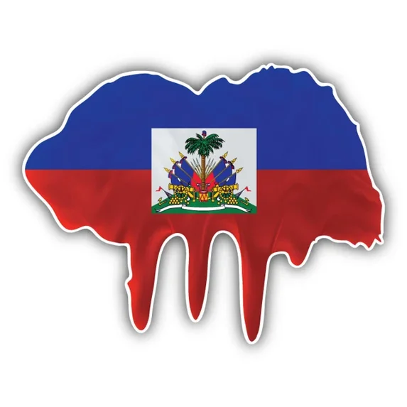 DOPASTICKER Haiti Flag Blot Sticker Decal Phone Decal Water Bottle ...