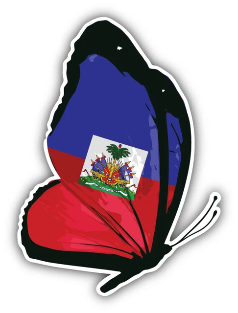 DOPASTICKER Haiti Flag Butterfly Sticker Decal Phone Decal Water Bottle ...