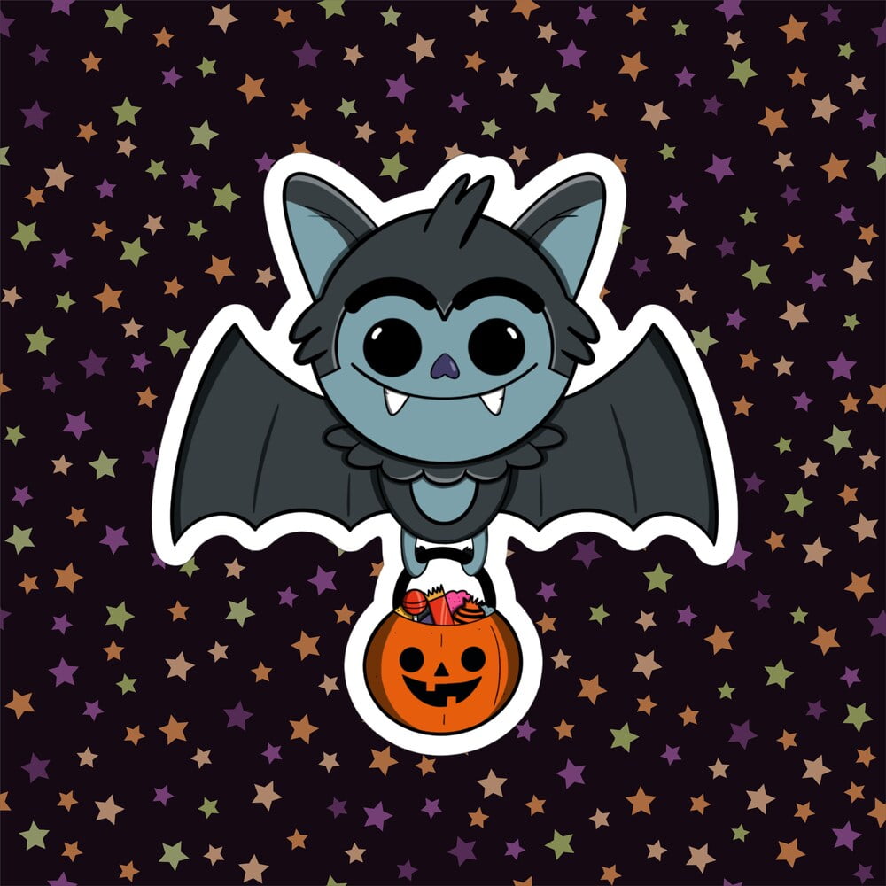 DOPASTICKER Hal.Low.Een Bat Sticker, Cute Bat Sticker, Spooky Cute, Bat ...