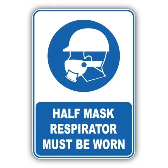 DOPASTICKER Half Mask Respirator Must Be Worn Mandatory Sign Sticker ...