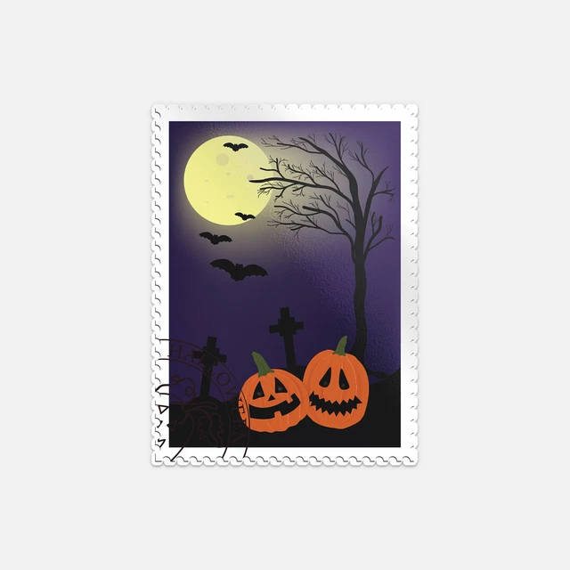 DOPASTICKER Hallo.Ween Graveyard Postage Mark Sticker Decal Phone Decal ...
