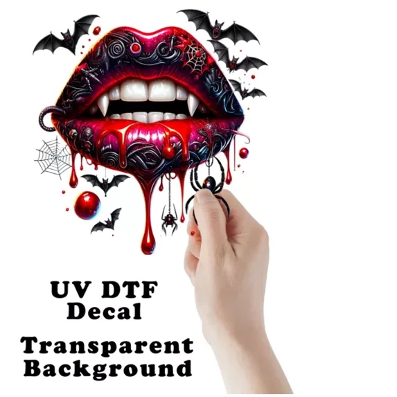 DOPASTICKER Hallo.Ween Spider Web Vampire Lips Sticker - Design Preview ...