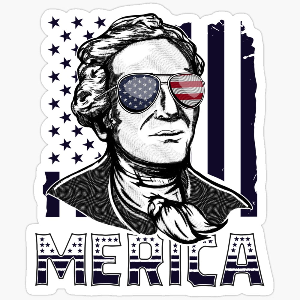 DOPASTICKER Hamilton Merica 4Th Of July Sticker Men Kids American Flag ...