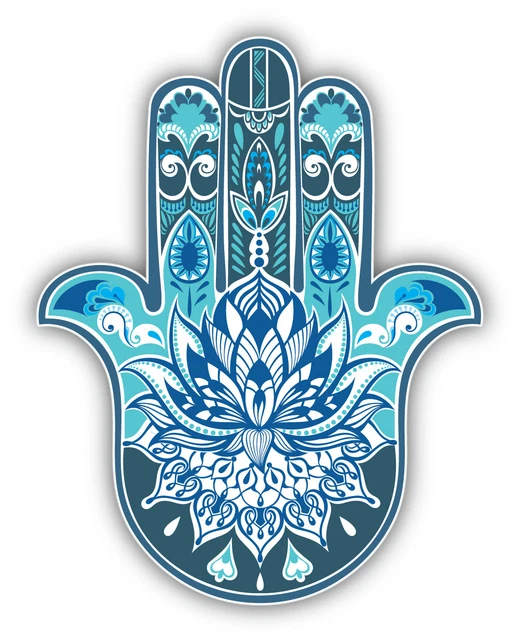 DOPASTICKER Hamsa Hand Of Fatima Blue Sticker Phone Water Bottle ...