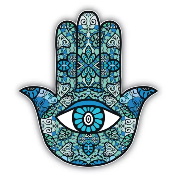 DOPASTICKER Hamsa Hand Of Fatima Blue Sticker Phone Water Bottle ...