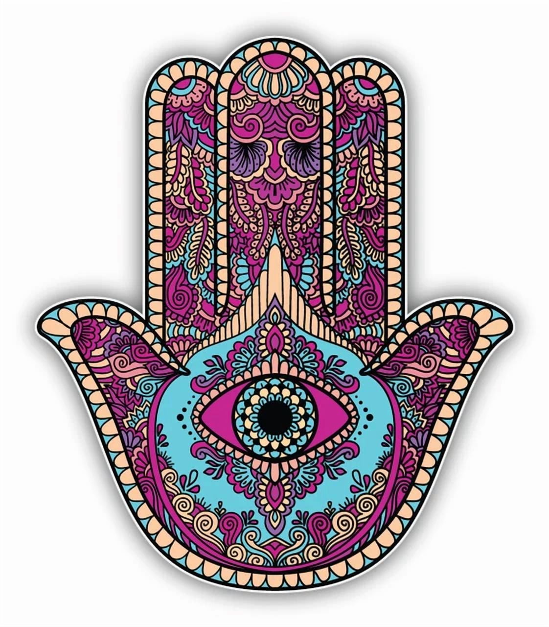 DOPASTICKER Hamsa Hand Of Fatima Purple Sticker Phone Water Bottle ...