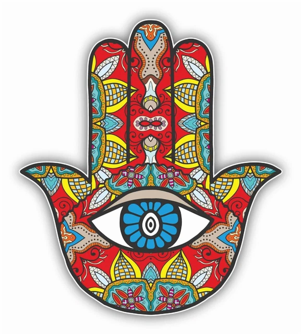 DOPASTICKER Hamsa Hand Of Fatima Red Sticker Phone Water Bottle ...