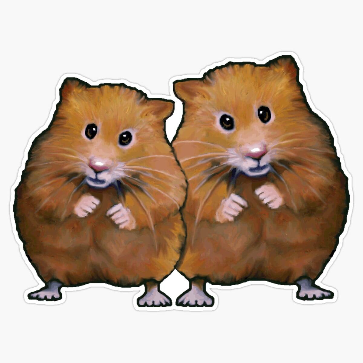 DOPASTICKER Hamster Couple, Cute Whimsical Art, Two Hamsters Sticker ...