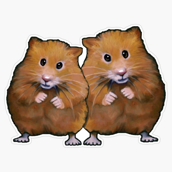 DOPASTICKER Hamster Couple, Cute Whimsical Art, Two Hamsters Sticker ...