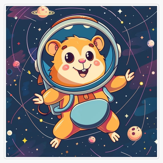 DOPASTICKER Hamster In Space! Sticker, Phone Sticker Water Bottle ...